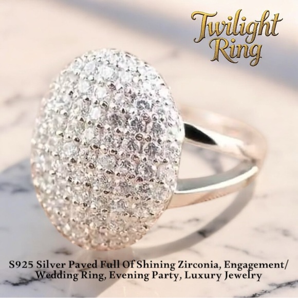 Jewelry | Twilight Ring Pave Zircons Ice Bling With Dome Shape Sterling Silver Ring | Poshmark
